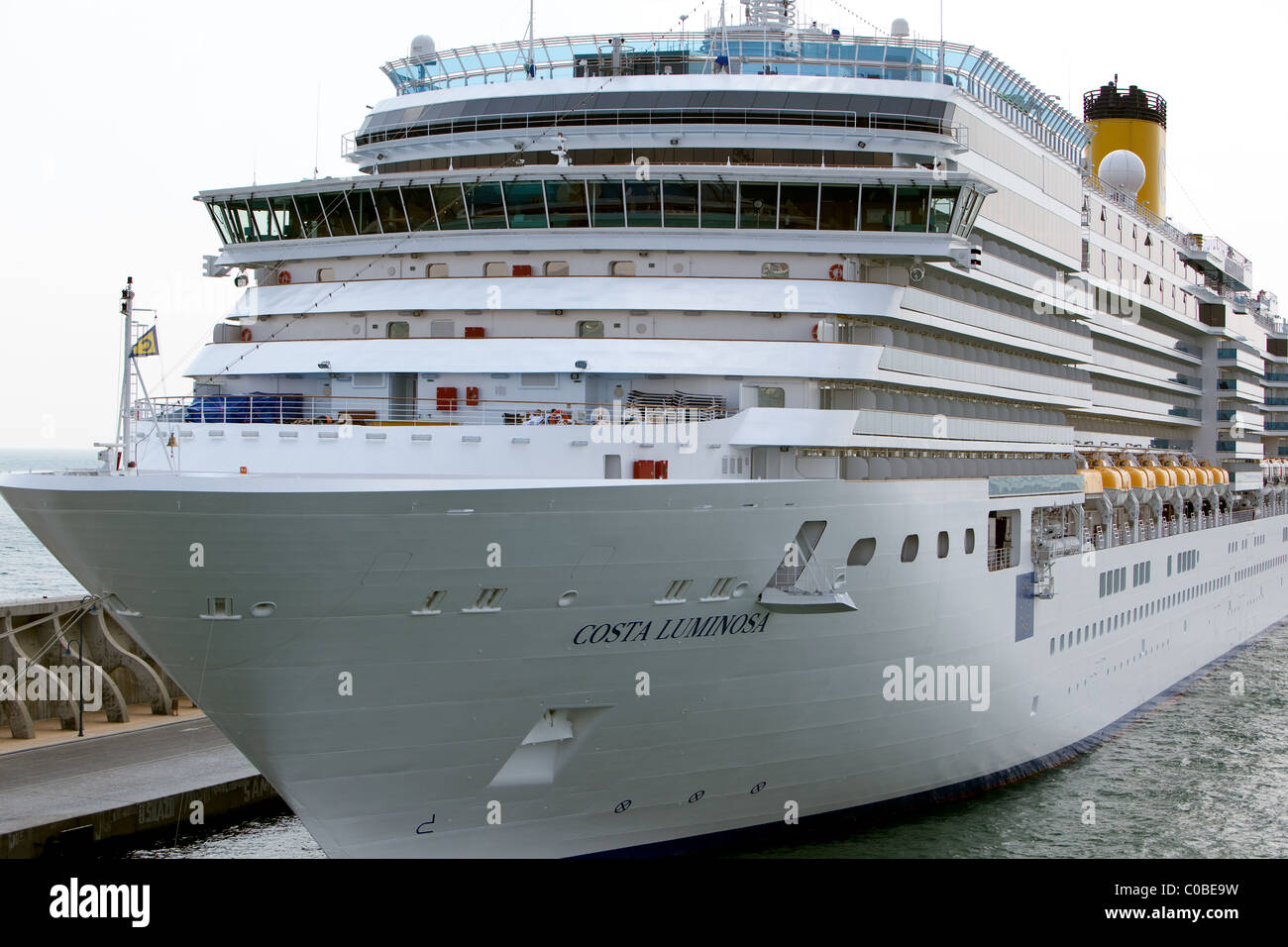 Italian Costa Luminosa passenger ship alongside Malaga harbour Spain ...