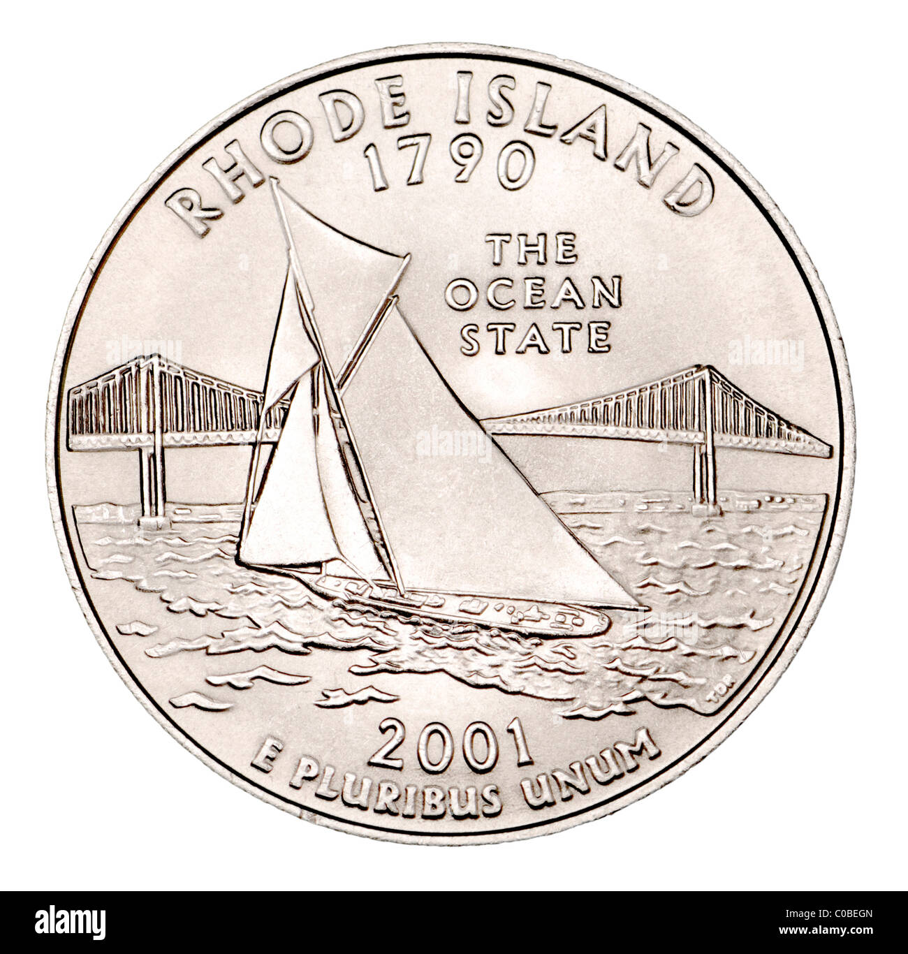 US Quarter Dollar depicting Rhode Island - 'The Ocean State' Stock ...