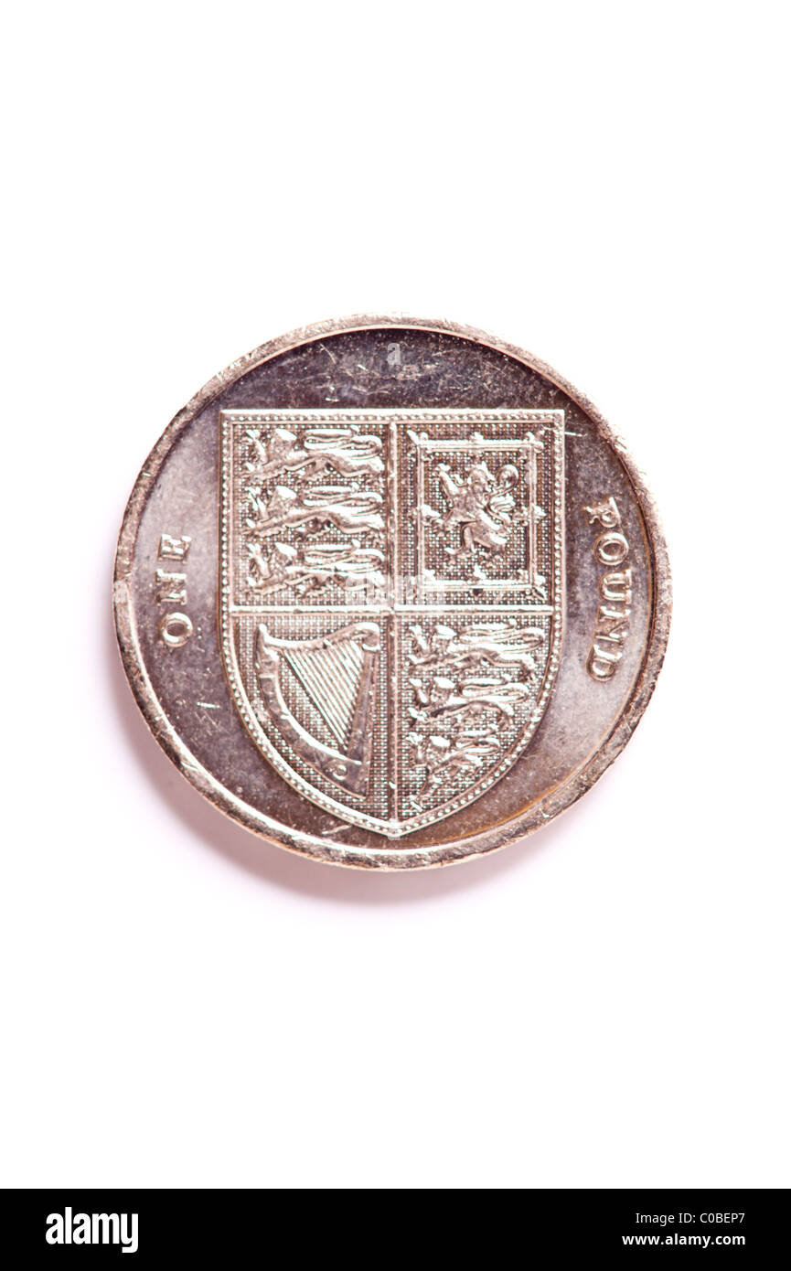 A one pound £1 coin from English currency on a white background Stock ...