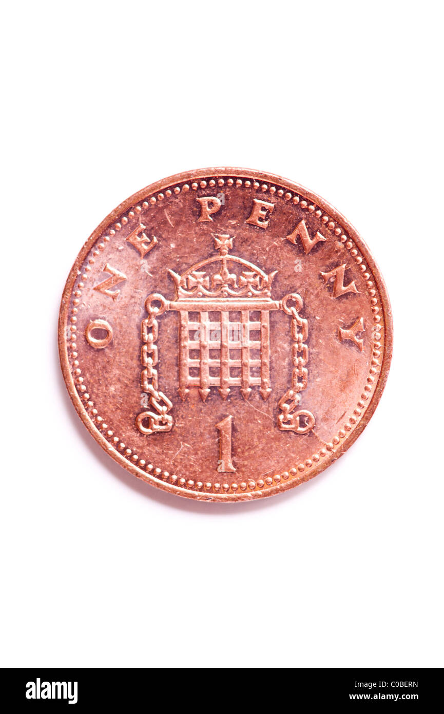 A one pence 1p coin from English currency on a white background Stock Photo - Alamy