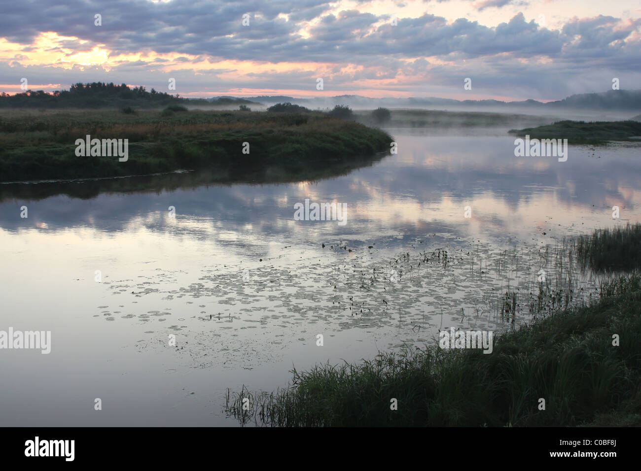 Summer sunrise over the river Stock Photo - Alamy