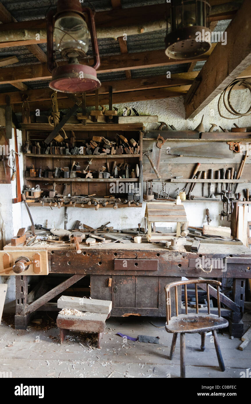 Inside of an old carpenter's workshop Stock Photo - Alamy
