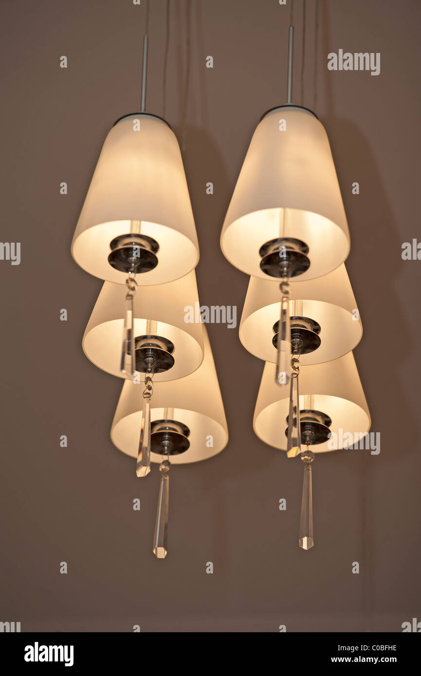 Designer interior ceiling lighting hanging Stock Photo - Alamy