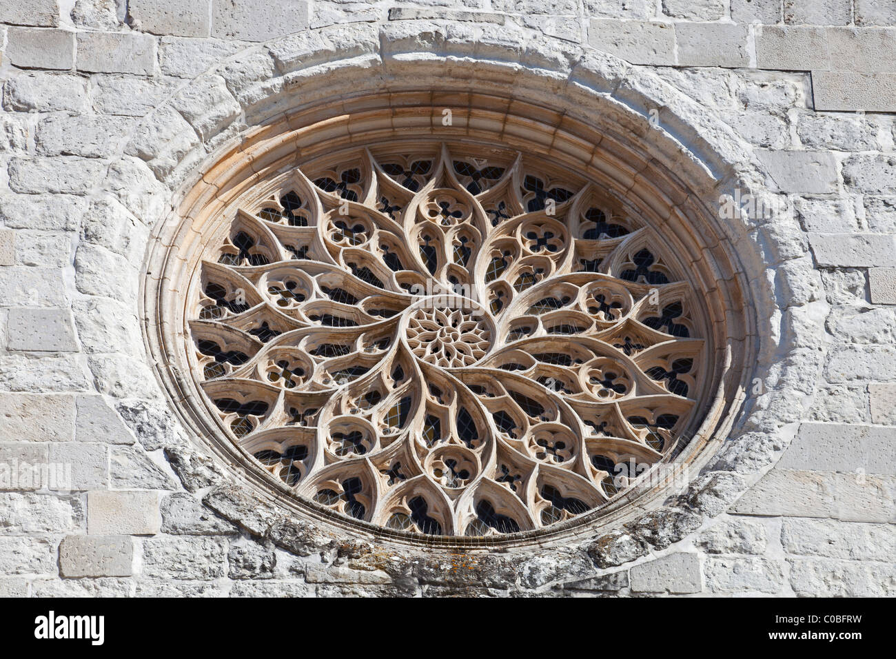Rose window of Santo Agostinho da Graça church in Santarém, Portugal ...