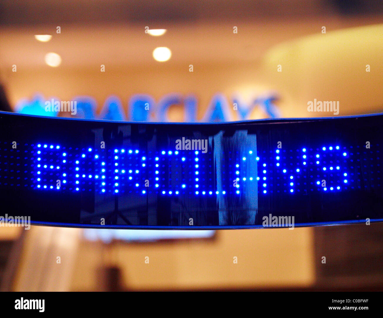 LED sign over entrance to a Barclays Bank branch in Tottenham Court ...