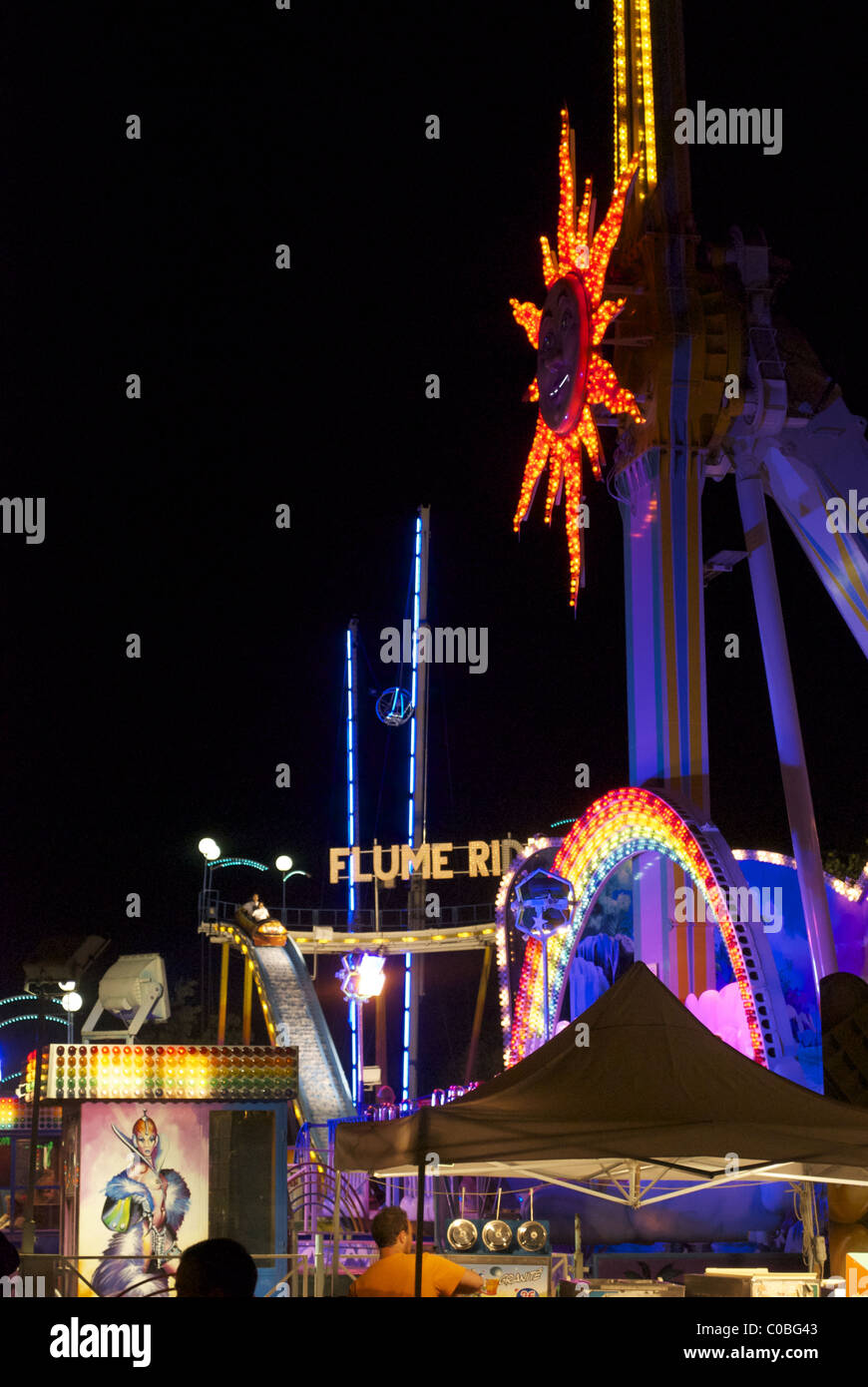 Amusement park at night Stock Photo - Alamy
