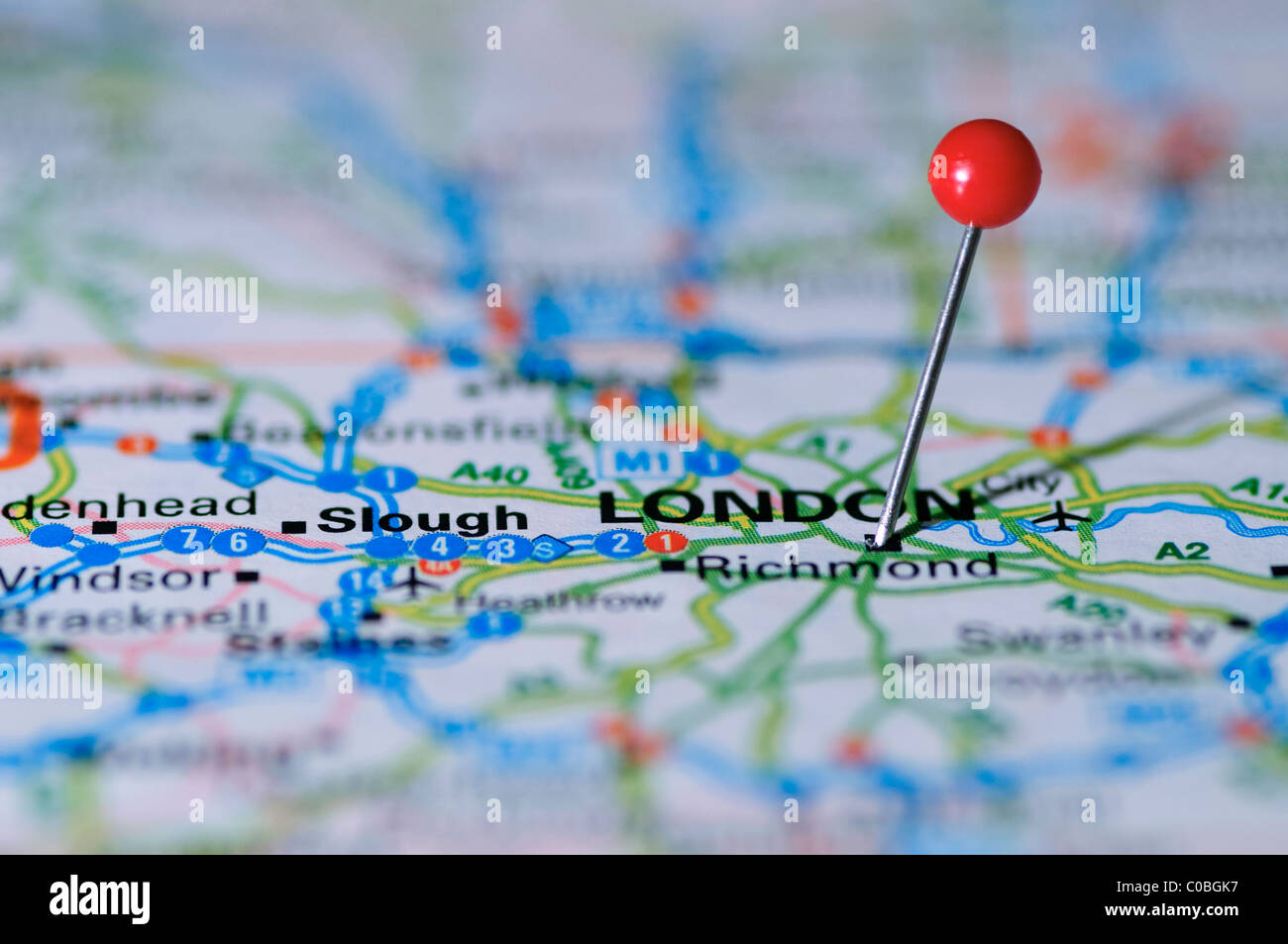 London indicated using a map pin Stock Photo - Alamy