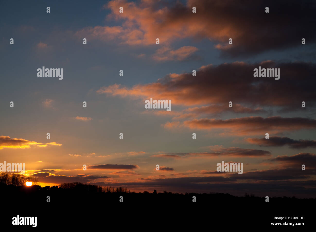 Sunset from Thornham marshes, Norfolk, East Anglia, UK Stock Photo - Alamy