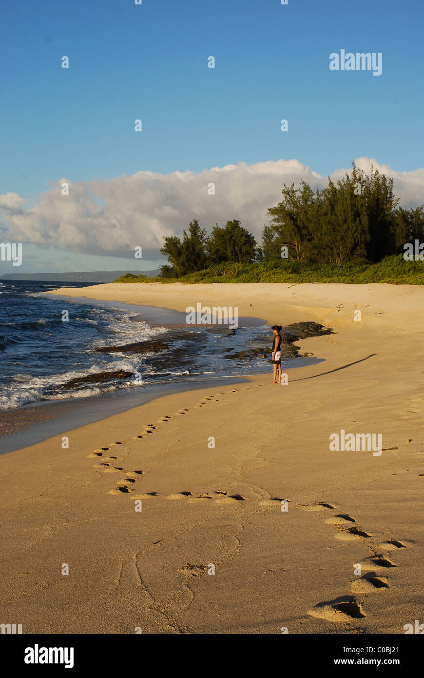Beach footprints woman hi-res stock photography and images - Alamy