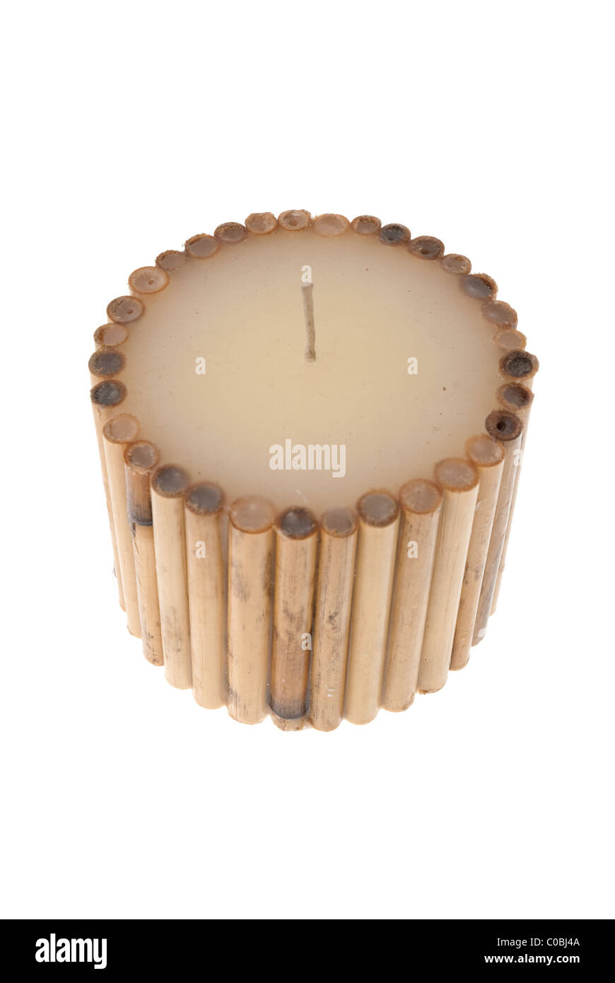 Side view of a candle isolated on white background Stock Photo - Alamy