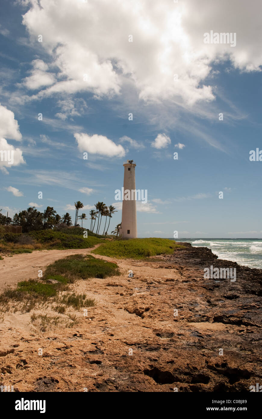 Coastal Lighthouse. Detailed views of Barber's Point, Oahu Hawaii Stock ...