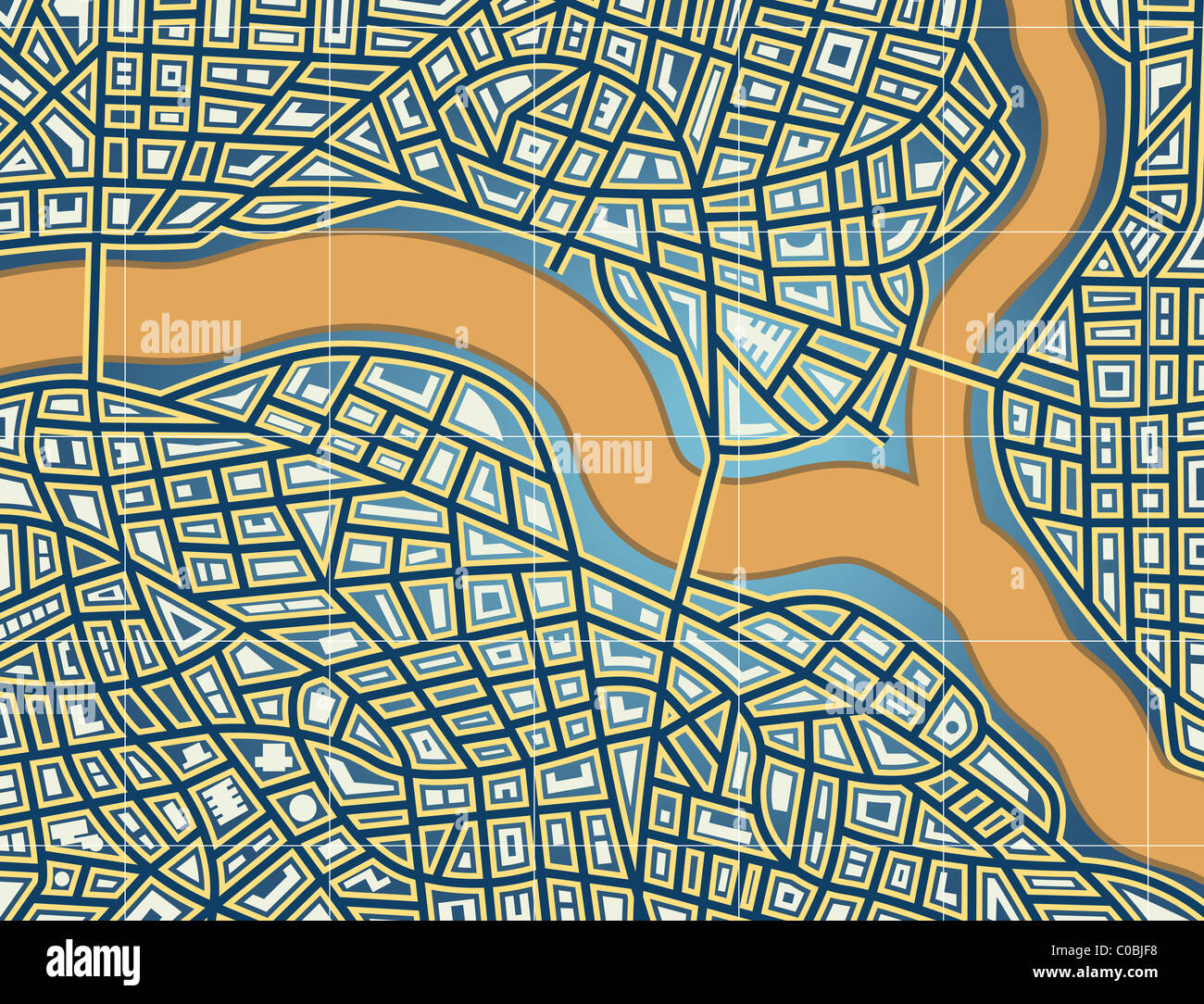 Colorful illustrated map of a generic city Stock Photo - Alamy