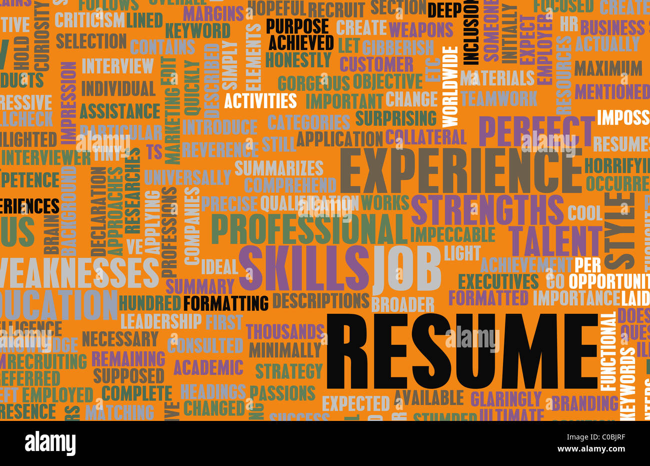 Job Resume of a Well Written CV Concept Stock Photo - Alamy