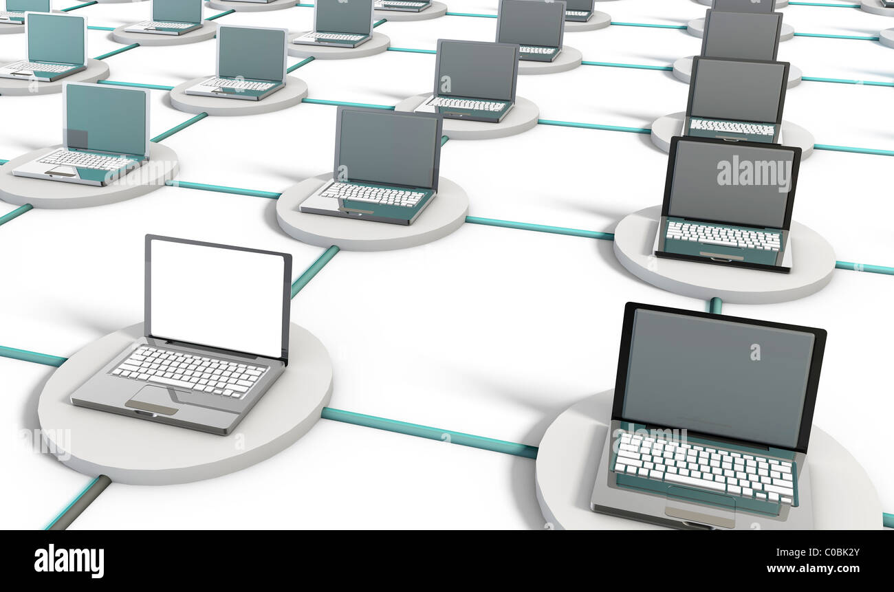 Computer Network on the Internet with PCs Stock Photo - Alamy