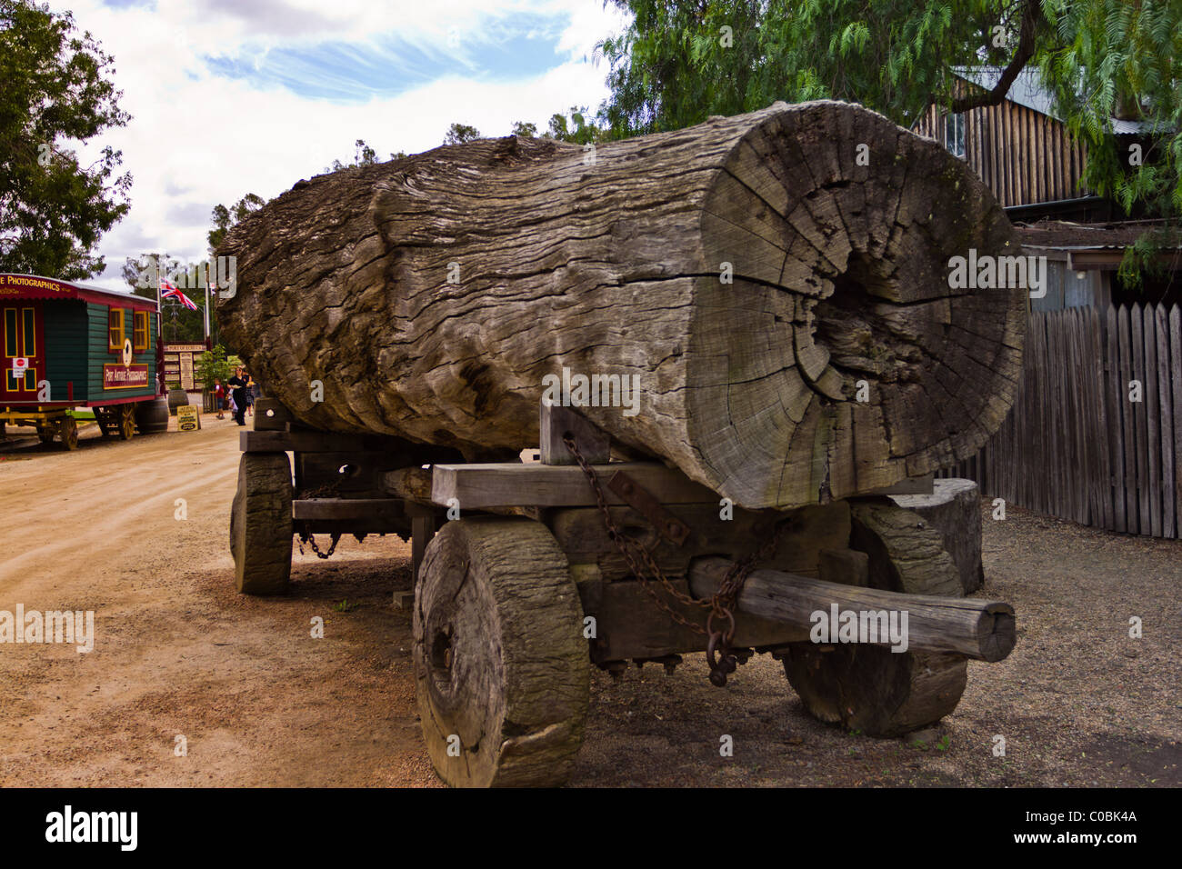 Historic Red Gum log transport in Echuca Stock Photo - Alamy
