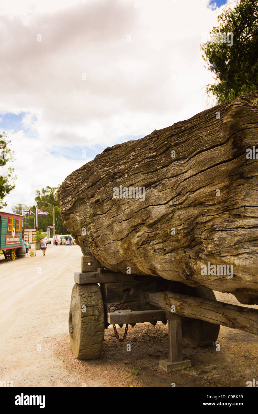 Historic Red Gum log transport in Echuca Stock Photo - Alamy