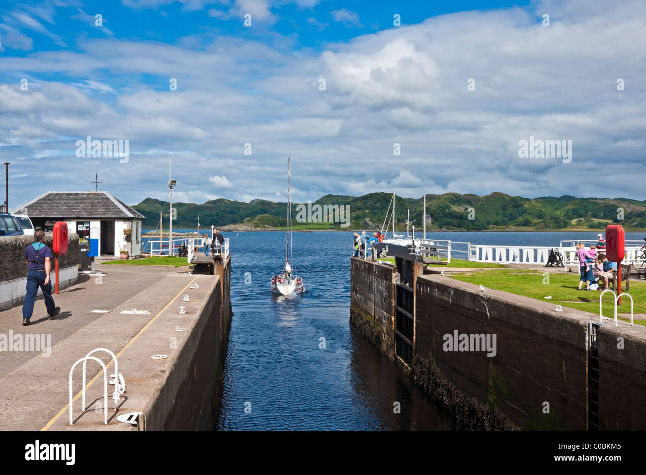 The Crinan Canal outer canal lock basin and entrance from Loch Crinan ...