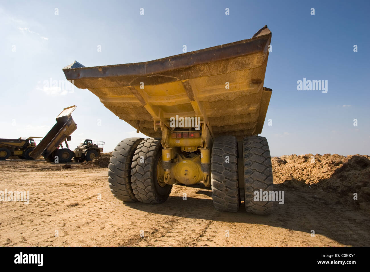 Mining truck back view Stock Photo - Alamy