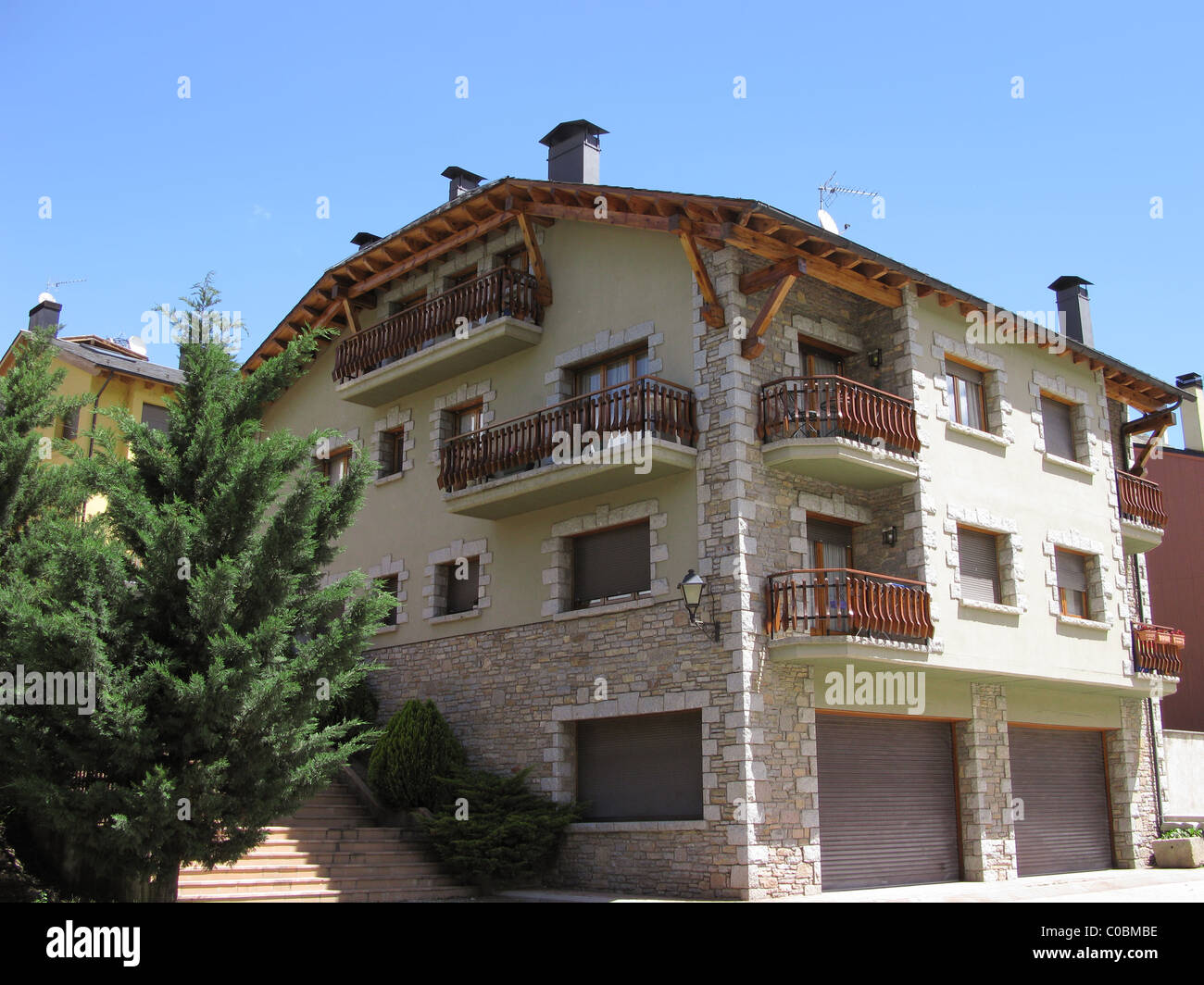 Stone and wood house in Pyrenees Stock Photo - Alamy