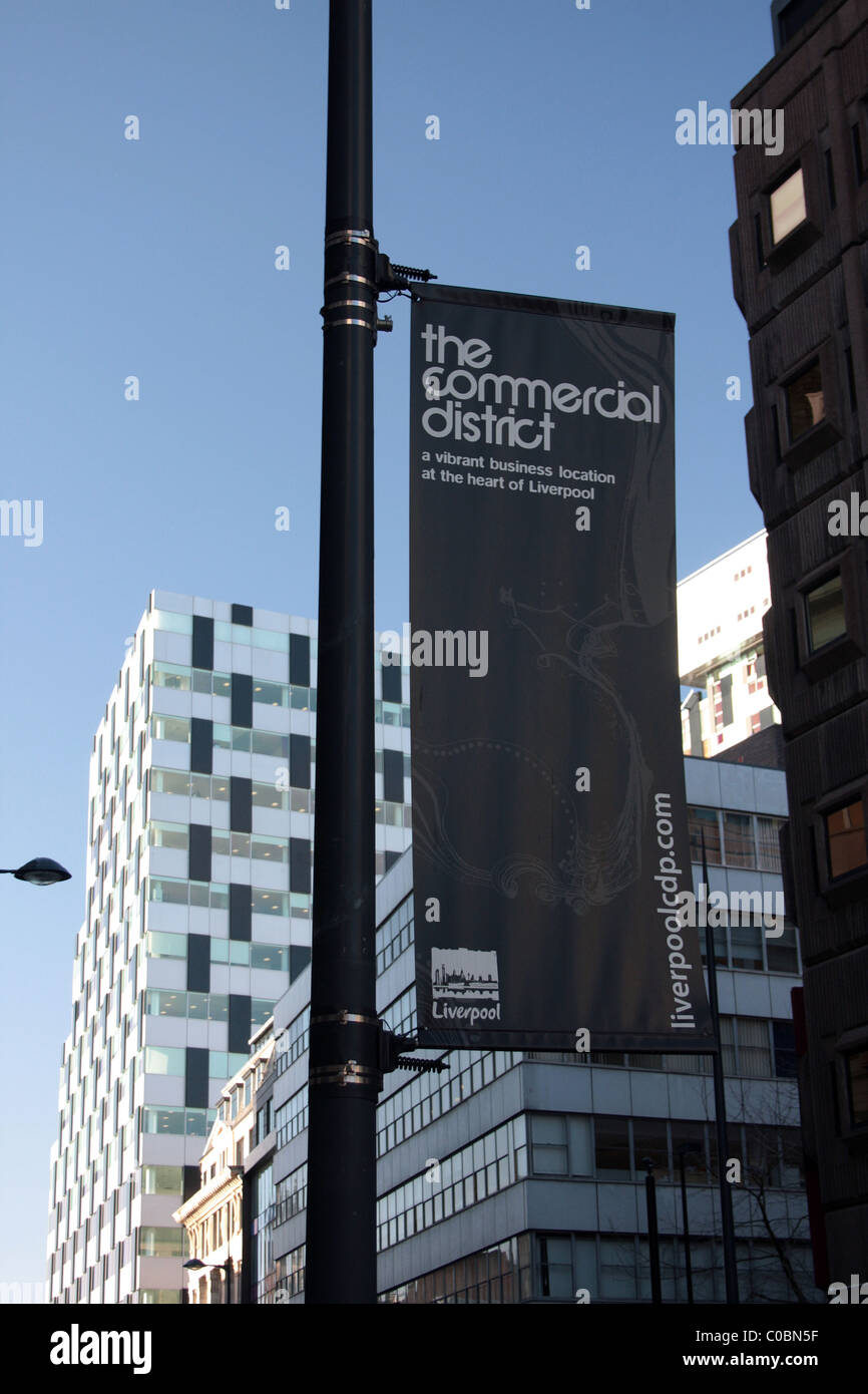 the commercial district sign in Liverpool Stock Photo - Alamy