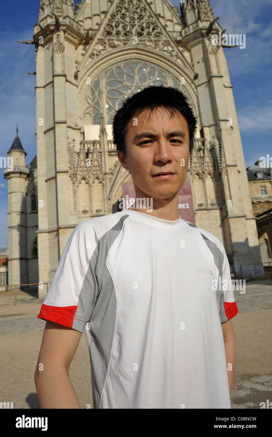 Paris, France, Portrait Young Chinese Man, Visiting "Cha-teau de ...