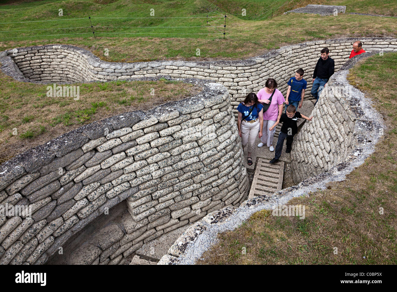 People walking in First World War trenches preserved at Vimy Ridge ...