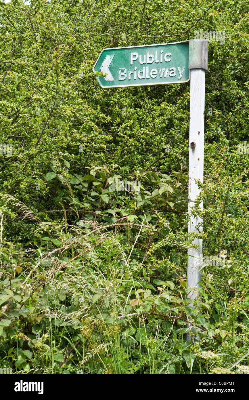 An overgrown public Bridleway sign Stock Photo - Alamy
