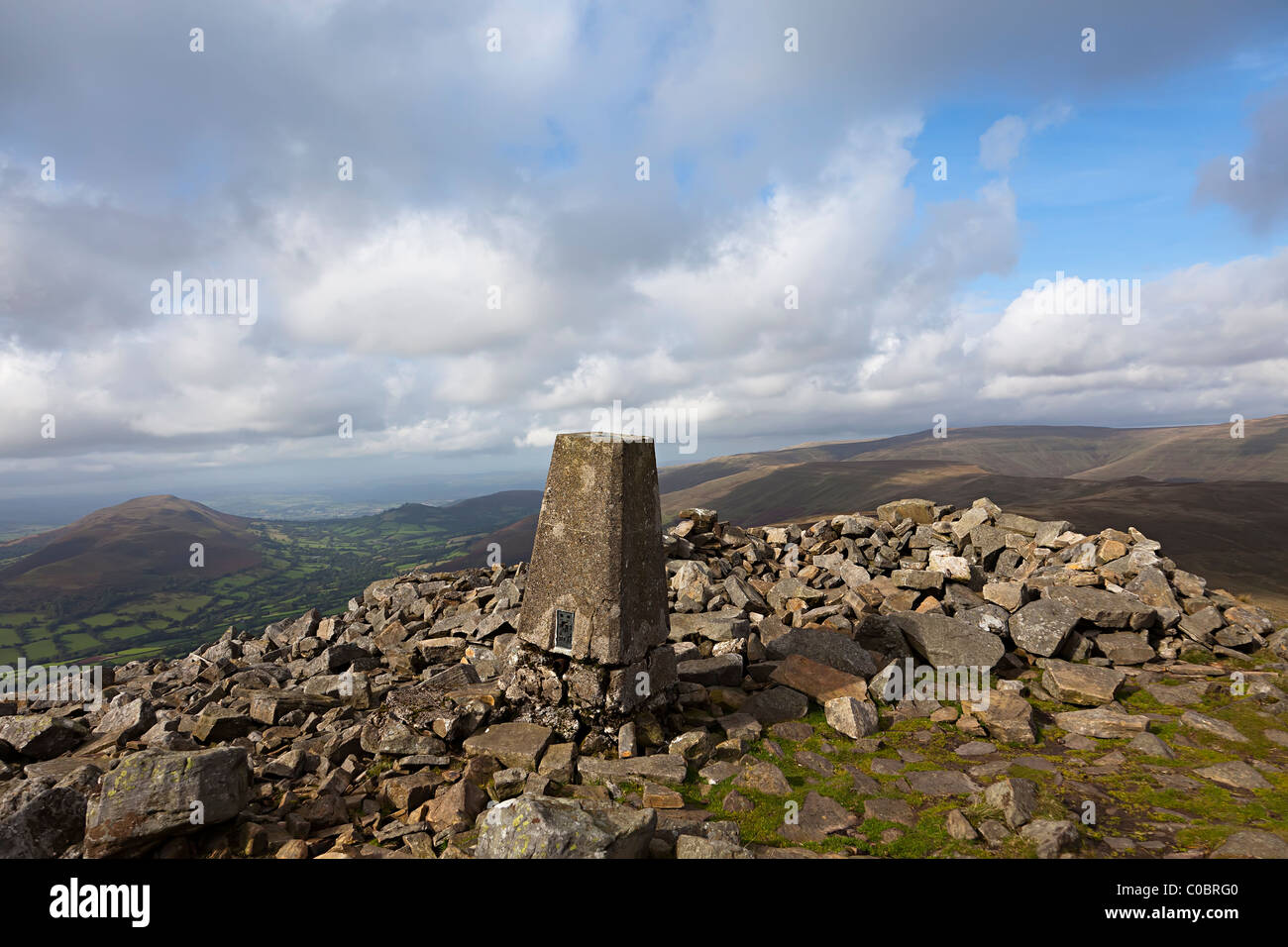 Trig point on Pen Alt-Mawr Black Mountains Brecon Beacons National Park ...