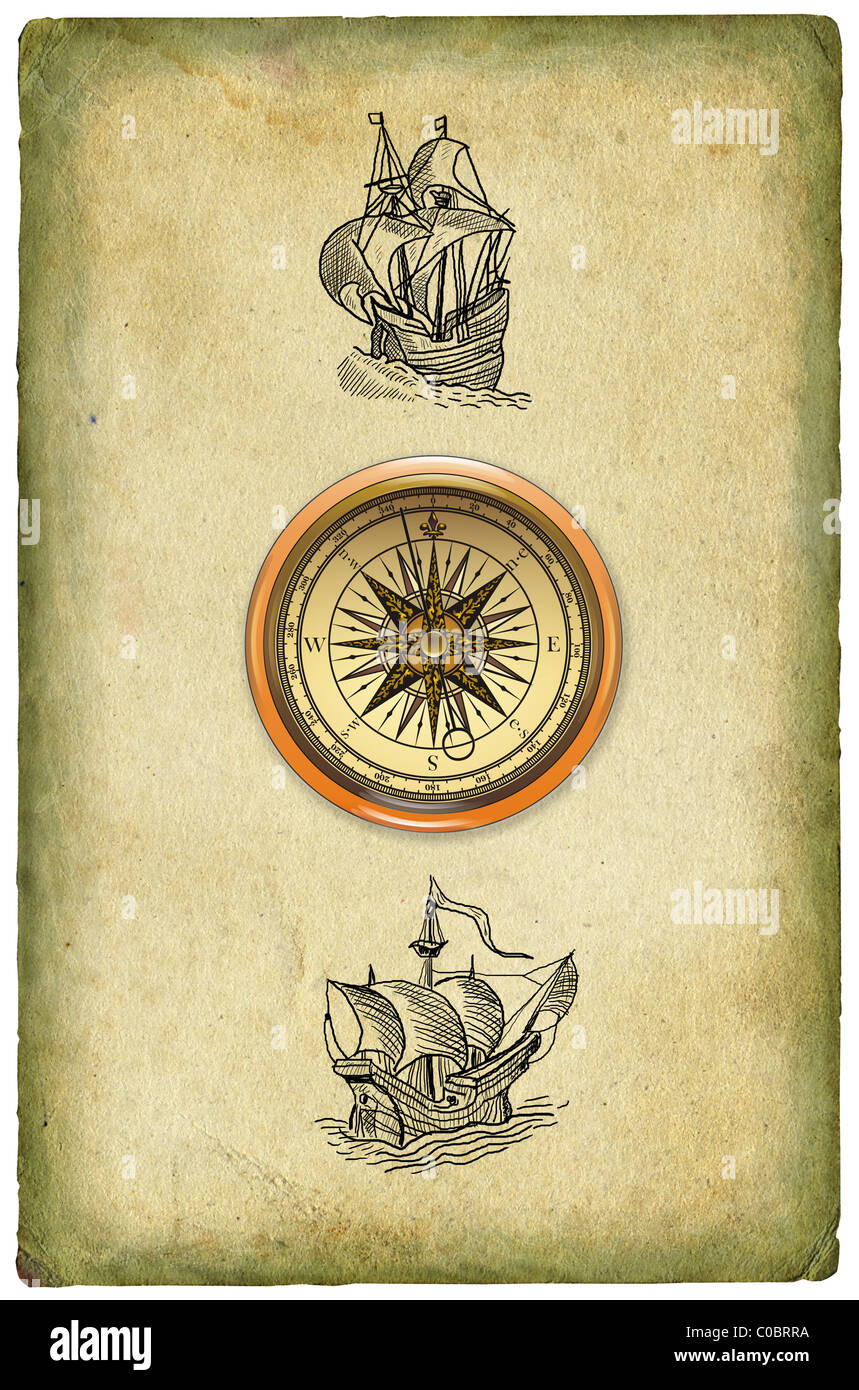 Compass illustration hi-res stock photography and images - Alamy