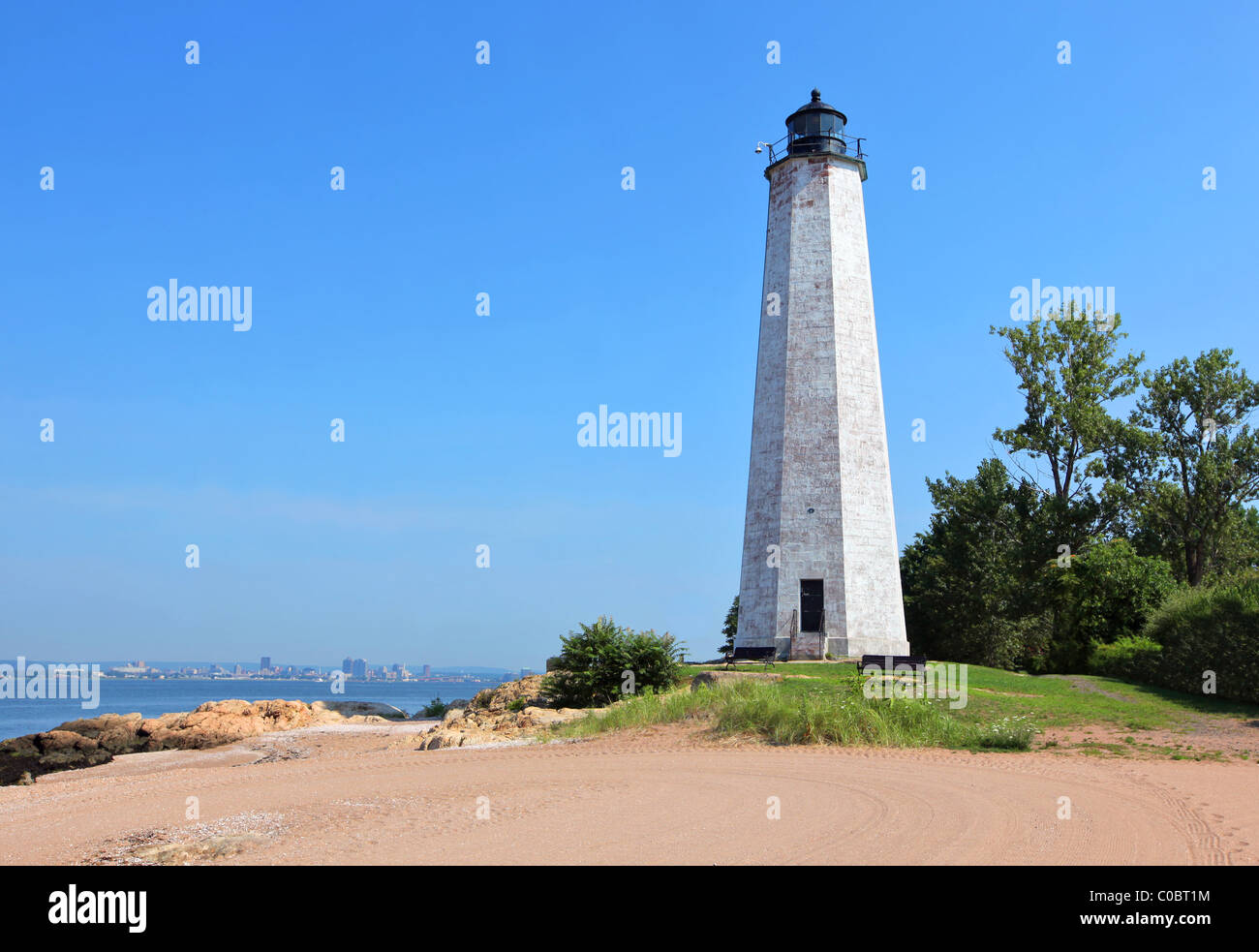 Five Mile Lighthouse in New Haven on a beach Stock Photo - Alamy