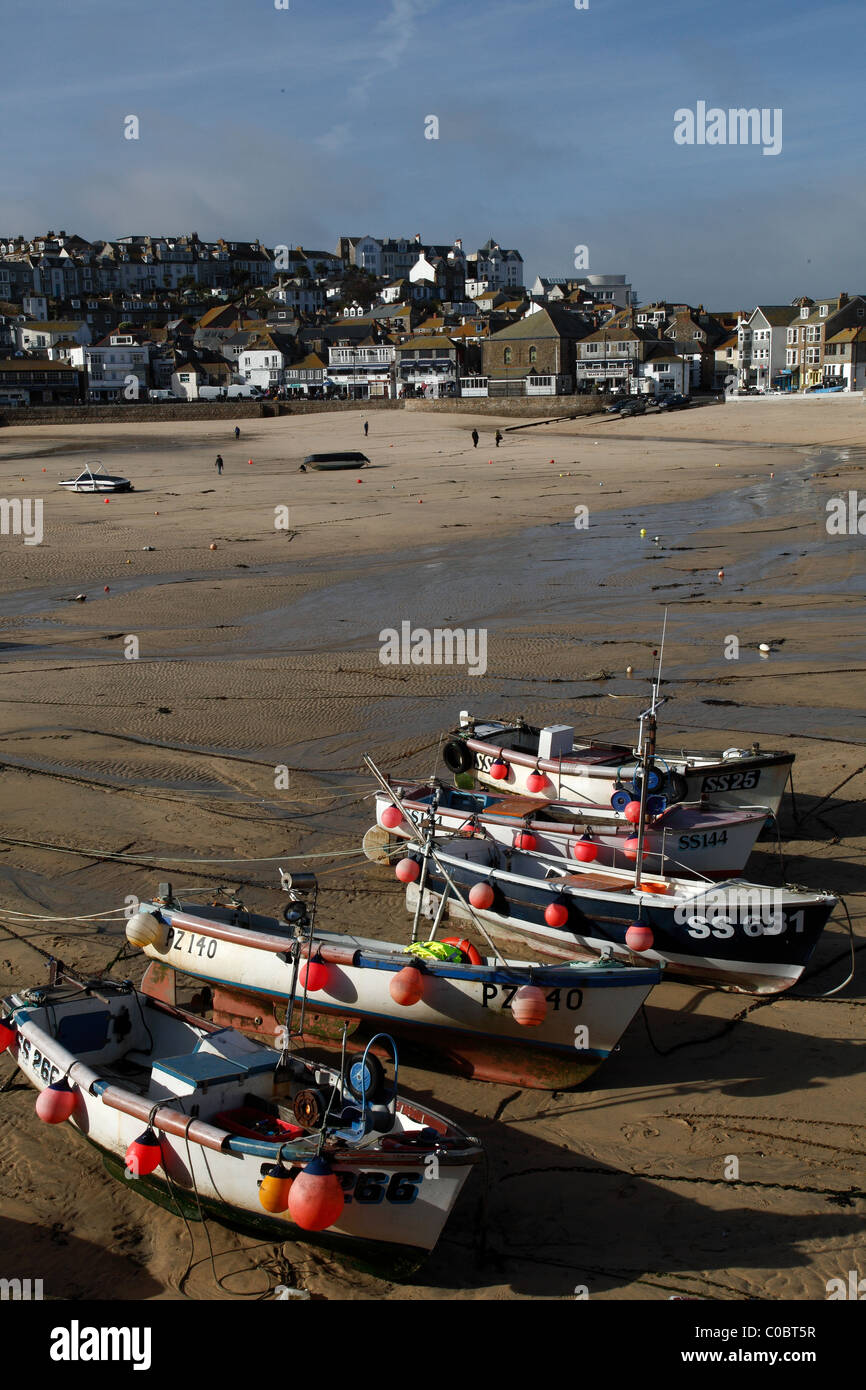 Scene from the picturesque town of St Ives in Cornwall, famous for its ...