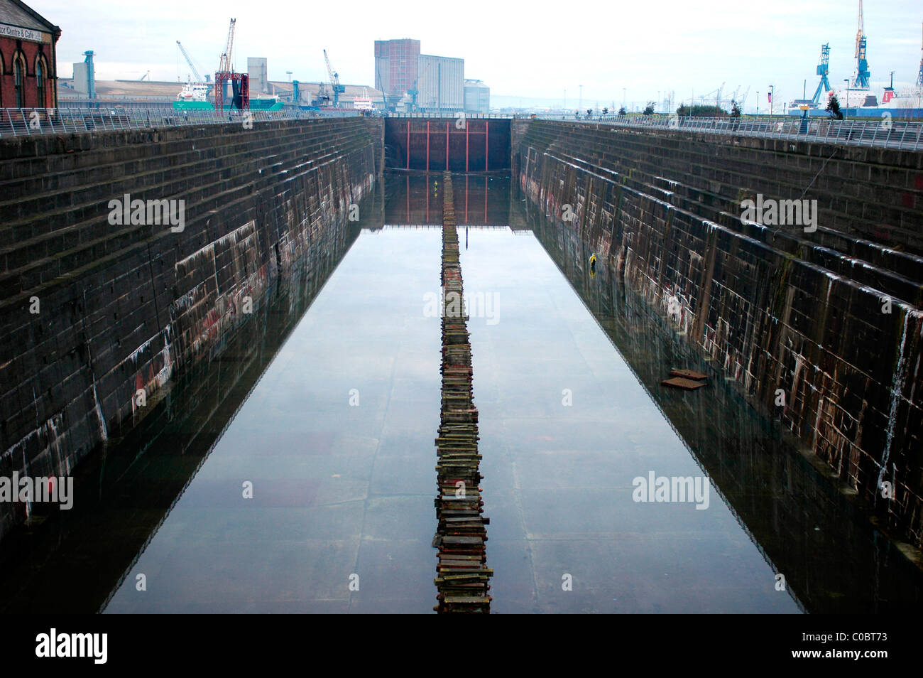 The Graving Dock at Belfast Docks, Northern Ireland where the Titanic ...
