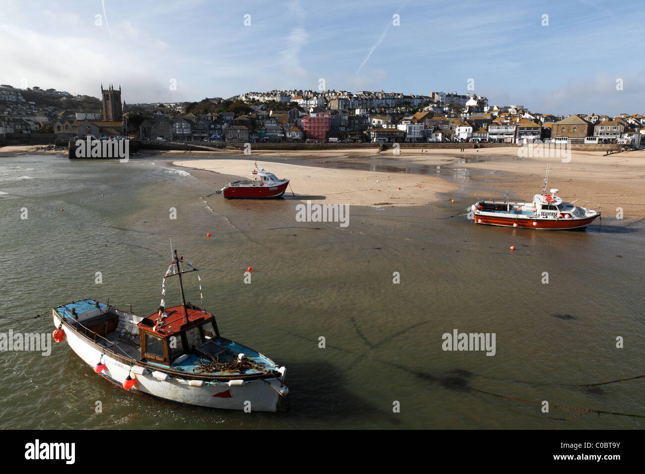 Scene from the picturesque town of St Ives in Cornwall, famous for its ...