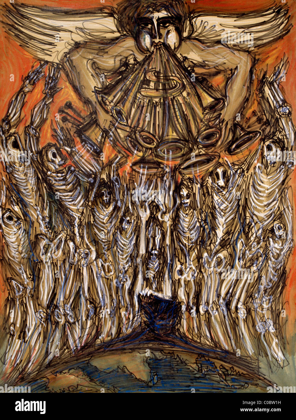 Painting By Sadequain Illustrating Poem By Faiz No. 3 Stock Photo - Alamy