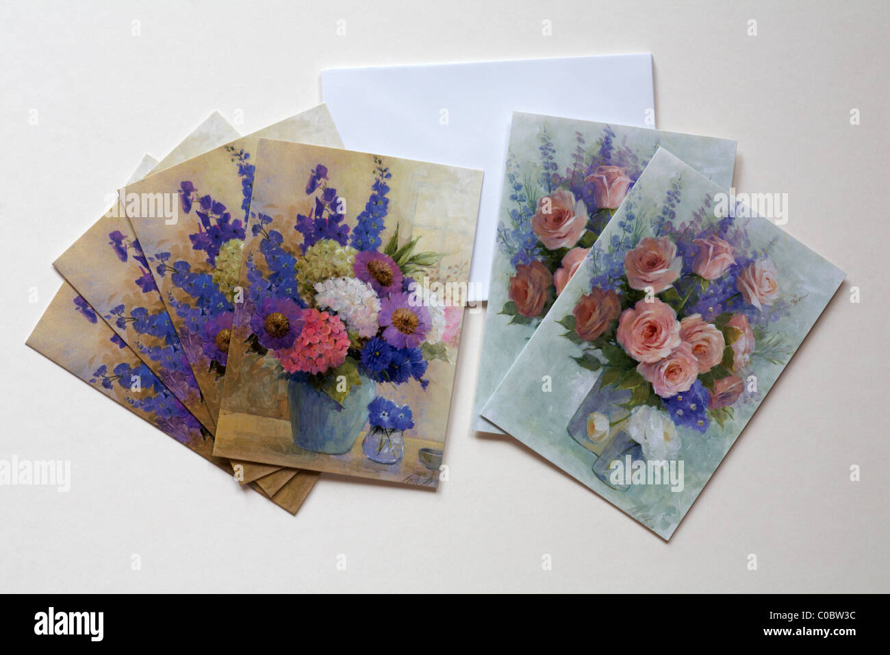 Floral notelets isolated white background Stock Photo - Alamy