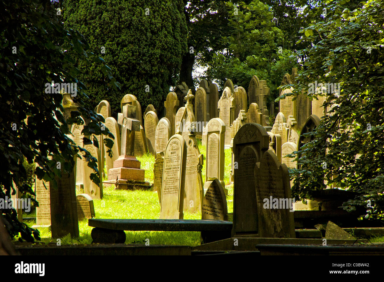 Haworth Cemetary near the parsonage of the Bronte sisters, Friedhof am ...