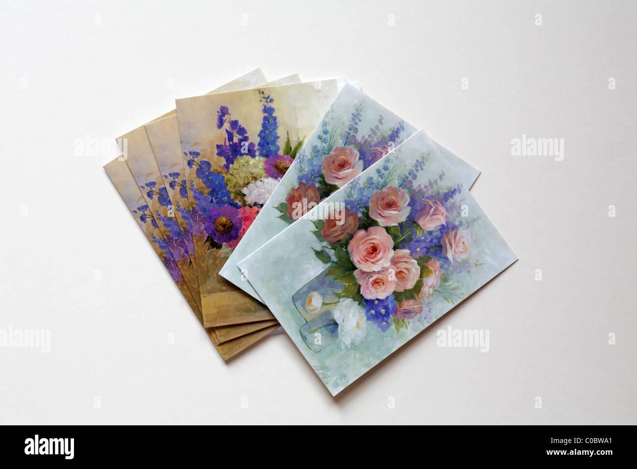 Floral notelets isolated white background Stock Photo - Alamy