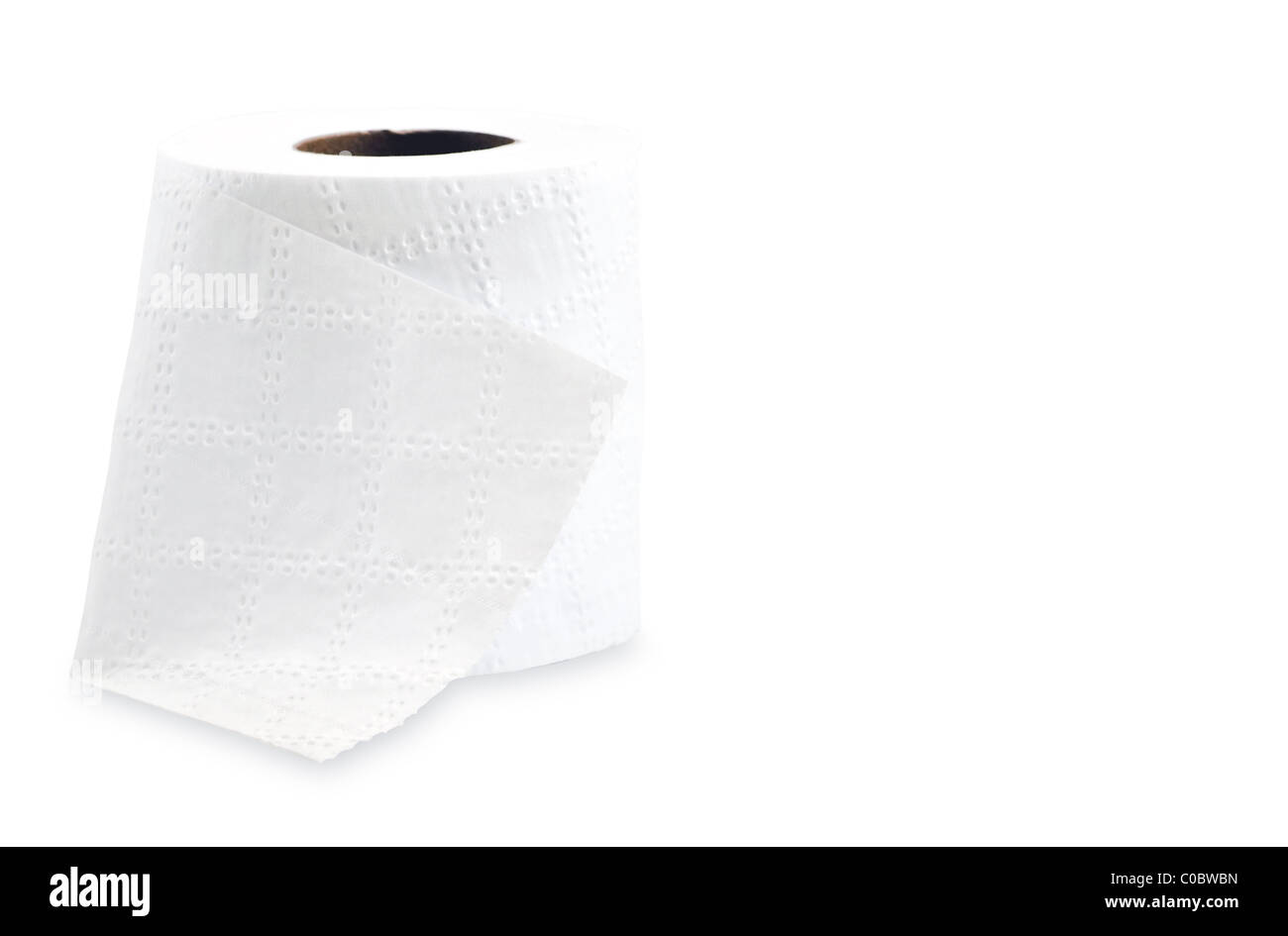 One roll of diagonal pattern textured toilet paper isolated on white ...