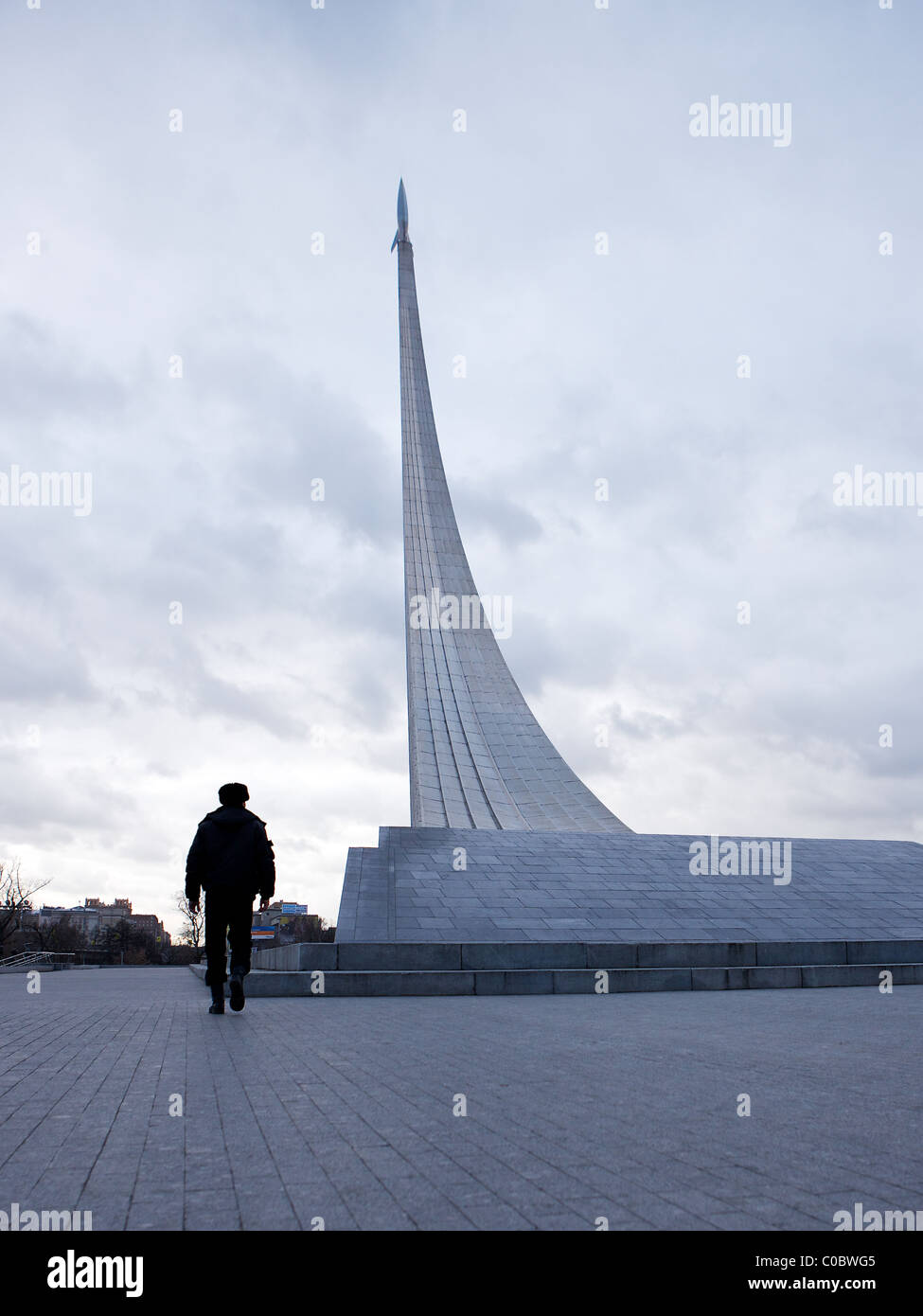 Russian security guard by the Space Obelisk monument, Moscow, Russia ...