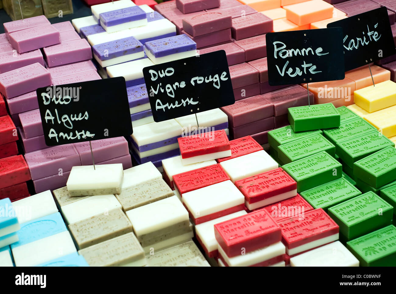 Paris, France - Hand made Soaps on display Stock Photo - Alamy