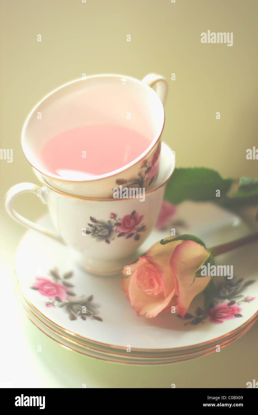 Vintage Tea Cup and Rose Stock Photo - Alamy