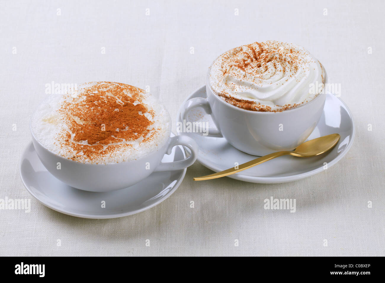 Two cups of coffee drinks Stock Photo - Alamy