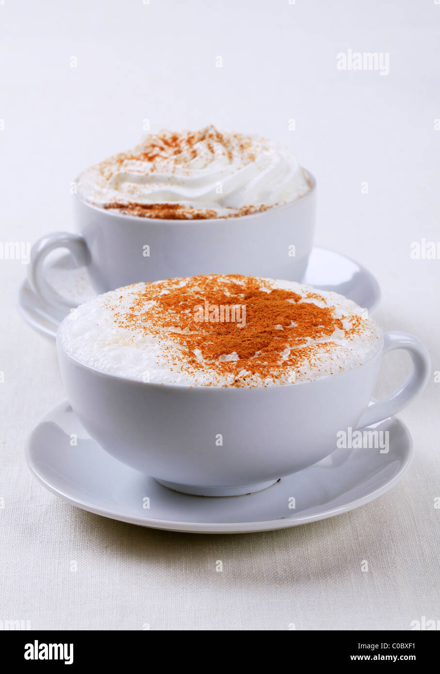 Two cups of coffee drinks Stock Photo - Alamy