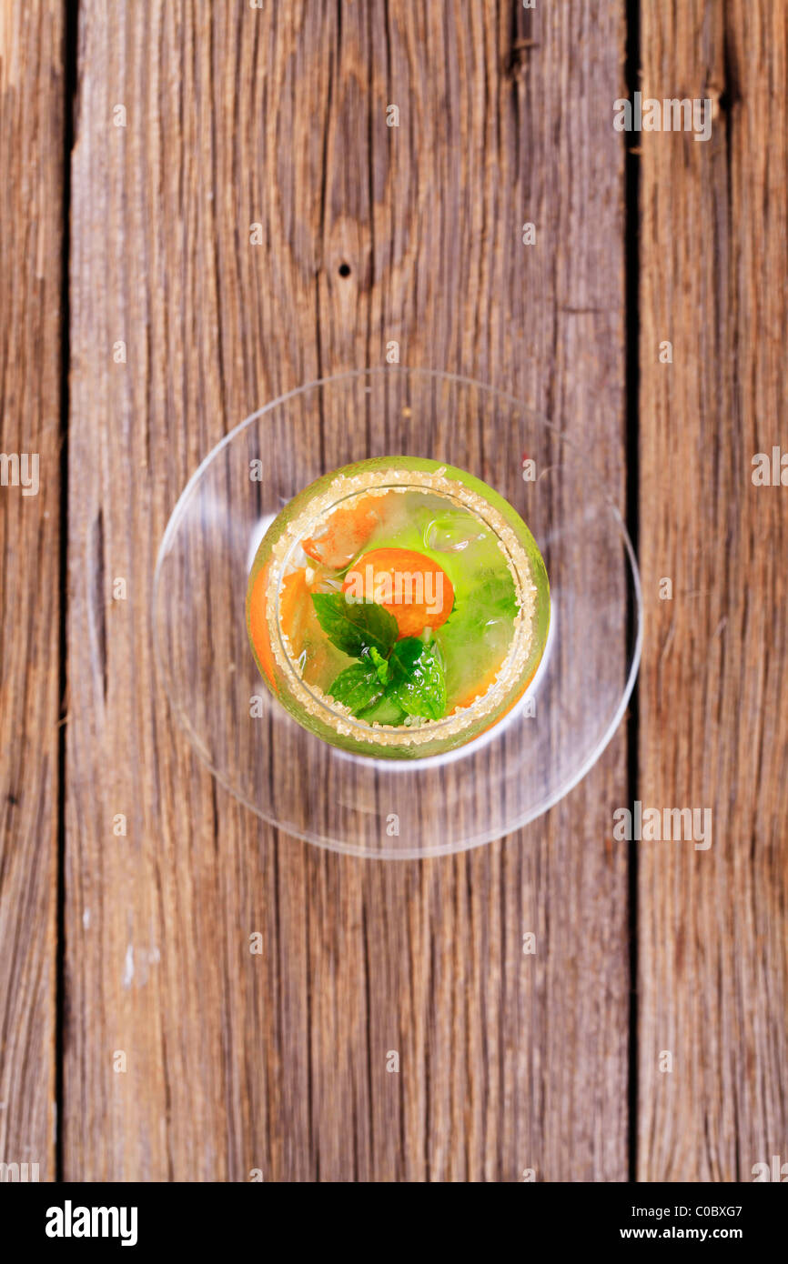 Glass of chilled cocktail drink - overhead Stock Photo - Alamy