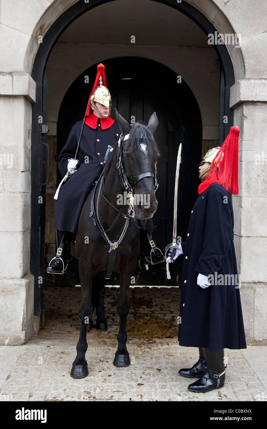 Household cavalry museum guards Whitehall, London, England, UK Stock ...