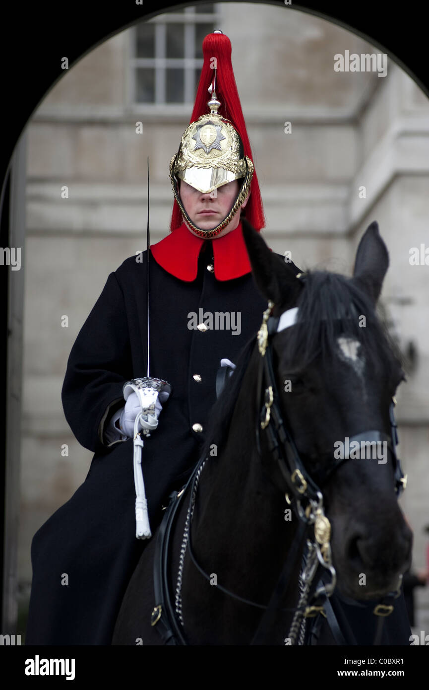 Household cavalry museum guards Whitehall, London, England, UK Stock ...