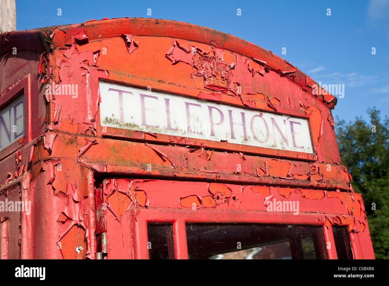 Paint flaking on old telephone box, Sandhurst Stock Photo - Alamy