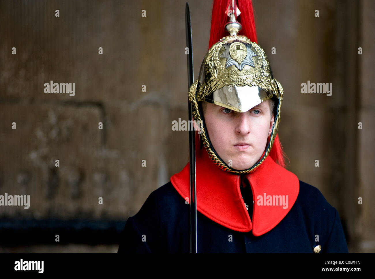 Household cavalry museum guards Whitehall, London, England, UK Stock ...