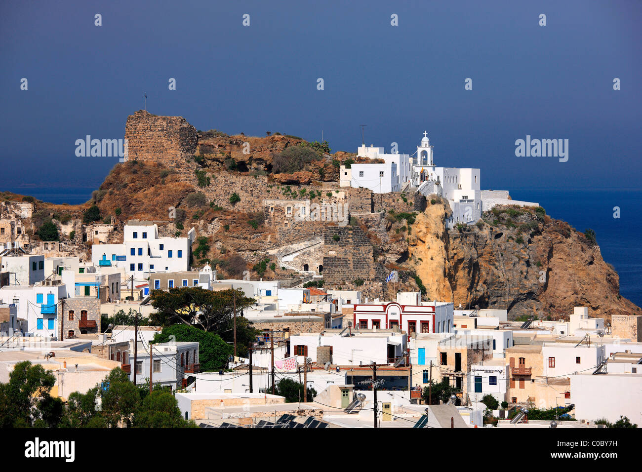 Partial view of Mandraki villlage, main port and "capital" of Nisyros ...