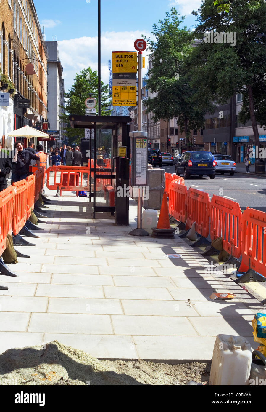 Footpath repairs, Baker Street, London, England, UK, Europe Stock Photo ...